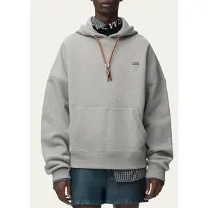 Loewe Relaxed Fit Fleece Leather-drawstring Hoodie
