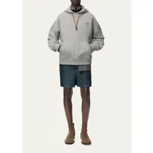 Loewe Relaxed Fit Fleece Leather-drawstring Hoodie