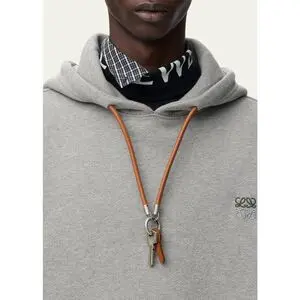 Loewe Relaxed Fit Fleece Leather-drawstring Hoodie