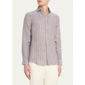 Brunello Cucinelli Pinstripe Linen Button-down Shirt
