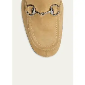 Gucci Jordaan Soft Suede Loafers With Horsebit - Sand