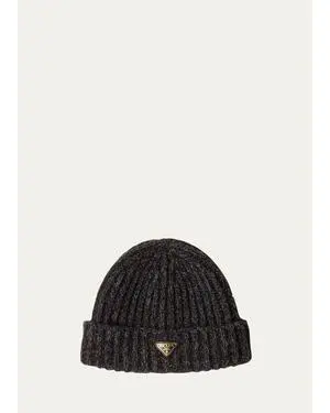 Prada Cashmere-wool Rib Knit Beanie - Blue