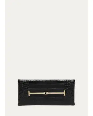 TOM FORD Arc Croc-embossed Leather Clutch Bag - Black
