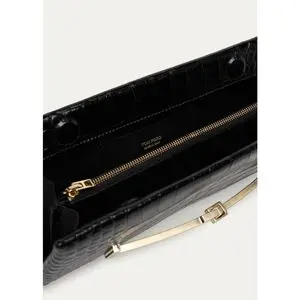TOM FORD Arc Croc-embossed Leather Clutch Bag - Black