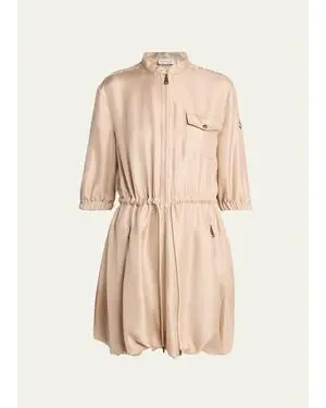 Moncler Silk Twill Mini Shirtdress - Rust