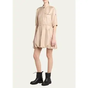 Moncler Silk Twill Mini Shirtdress