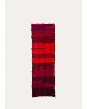 Prada Fringed Rib Knit Wool Scarf