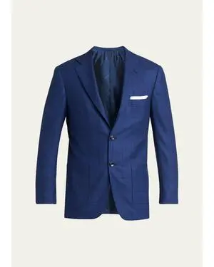 Kiton Royal Blue Virgin Wool Sport Coat - Blu