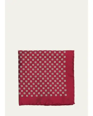 Brunello Cucinelli Geometric Silk Pocket Square - Red