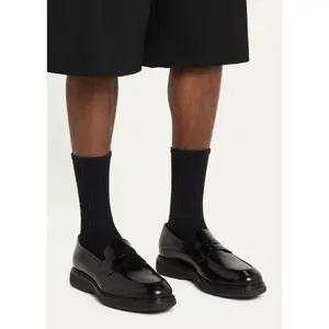 FERRAGAMO Leather Rubber-sole Penny Loafers