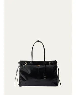 Prada Bonnie Glossy Leather Tote Bag - Nero