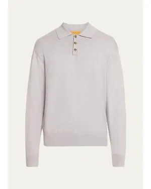 Guest In Residence Cotton-cashmere Allday Polo Sweater - Gray
