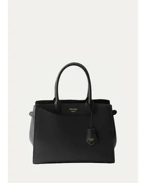 Prada Prelude Leather Top Handle Bag - Nero