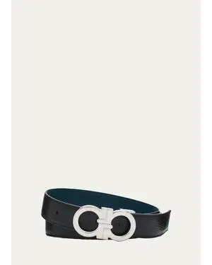 FERRAGAMO Reversible Leather Gancini-buckle Belt