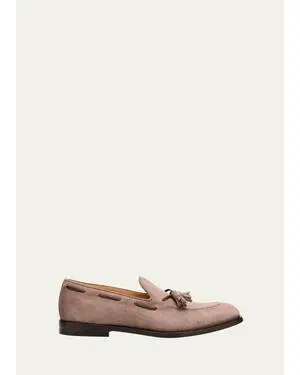Brunello Cucinelli Suede Tassel Loafers - Medium Brown