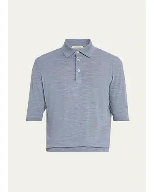 Fioroni Fine-knit Melange Wool Polo Shirt - Gray