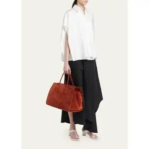 Bottega Veneta Barbara Medium Suede Tote Bag - Rust