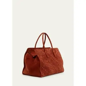 Bottega Veneta Barbara Medium Suede Tote Bag - Rust