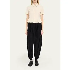 ASHLYN Lulu Pleated Peplum Button-down Shirt