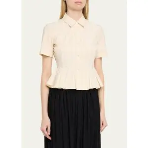 ASHLYN Lulu Pleated Peplum Button-down Shirt