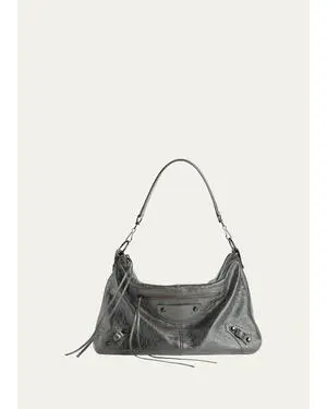 Balenciaga Le City Moto Medium Leather Crossbody/shoulder Bag Graphitner