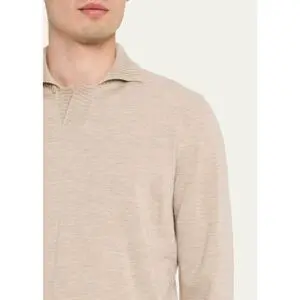 Fioroni Duvet Cashmere Johnny-collar Long-sleeve Polo Shirt