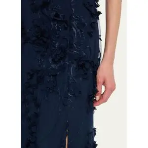 Aidan Mattox Embroidered Floral Applique Gown