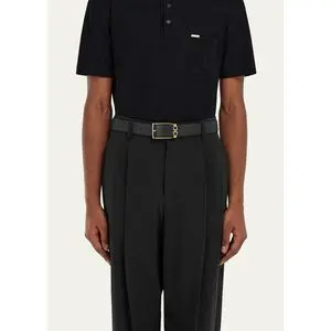 FERRAGAMO Reversible Hammered Calfskin Gancini-loop Belt