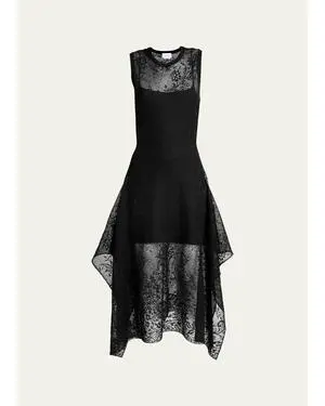 Alexander McQueen Floral Lace Semi-sheer Sleeveless Dress