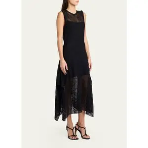 Alexander McQueen Floral Lace Semi-sheer Sleeveless Dress