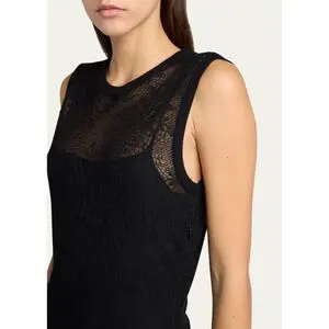 Alexander McQueen Floral Lace Semi-sheer Sleeveless Dress
