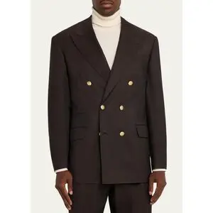 Brunello Cucinelli Wool And Cashmere Chevron Double-breasted Suit