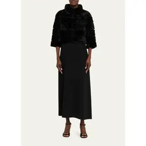 Gorski Lamb Shearling Bolero Jacket - Black