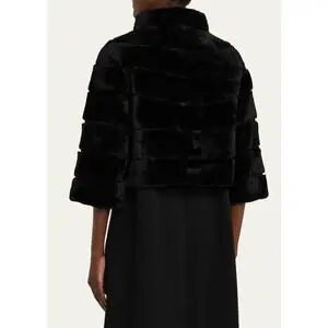 Gorski Lamb Shearling Bolero Jacket - Black