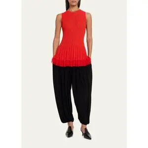 ASHLYN Shino Ruffle Rib Knit Tank Top