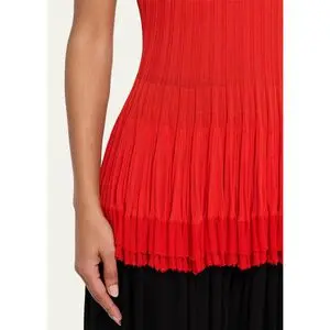 ASHLYN Shino Ruffle Rib Knit Tank Top