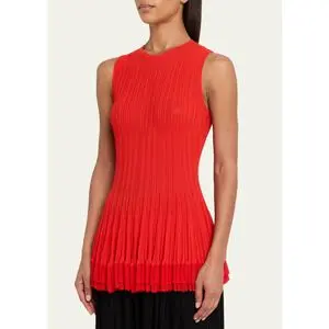 ASHLYN Shino Ruffle Rib Knit Tank Top