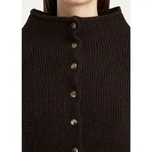 Khaite Marjorie Cashmere Rib-knit Funnel-neck Cardigan - Bark