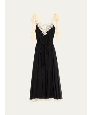 Zimmermann Roselight Lace Slip Midi Dress - Black