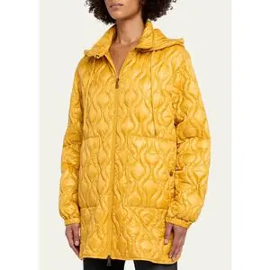 Moncler Balette Geometric Quilted Mid-length Down Jacket