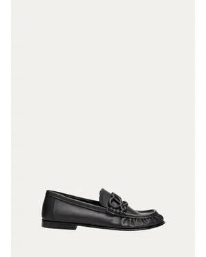 Loewe Double L Leather Loafers