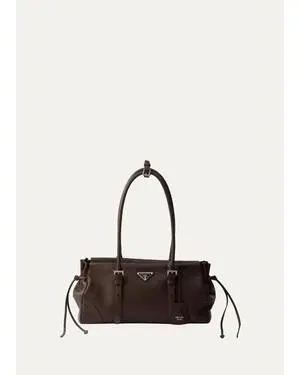 Prada Karin Medium Antiqued Leather Tote Bag - Cocoa