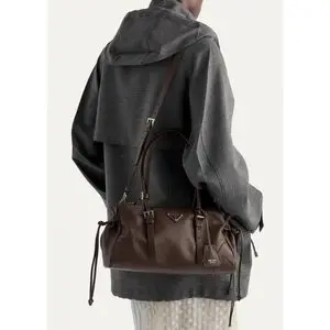 Prada Karin Medium Antiqued Leather Tote Bag - Cocoa