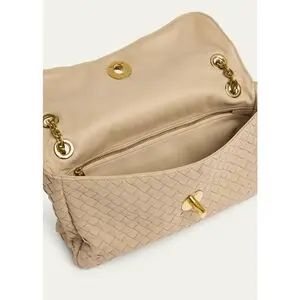 Bottega Veneta Madison Intrecciato Leather Shoulder Bag - Ecru