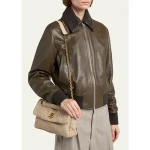 Bottega Veneta Madison Intrecciato Leather Shoulder Bag - Ecru