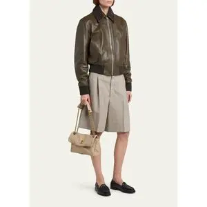 Bottega Veneta Madison Intrecciato Leather Shoulder Bag - Ecru