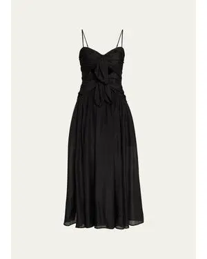 Zimmermann Aster Scarf Midi Dress - Black