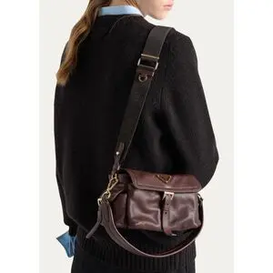 Prada Explore Mini Nappa Leather Shoulder Bag - Dark Brown