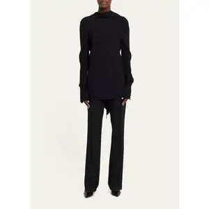 THE ROW Evo Long-sleeve Crepe Low-back Top