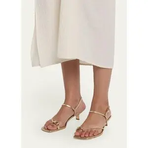Vince 40mm Polli Metallic Leather Kitten-heel Sandals